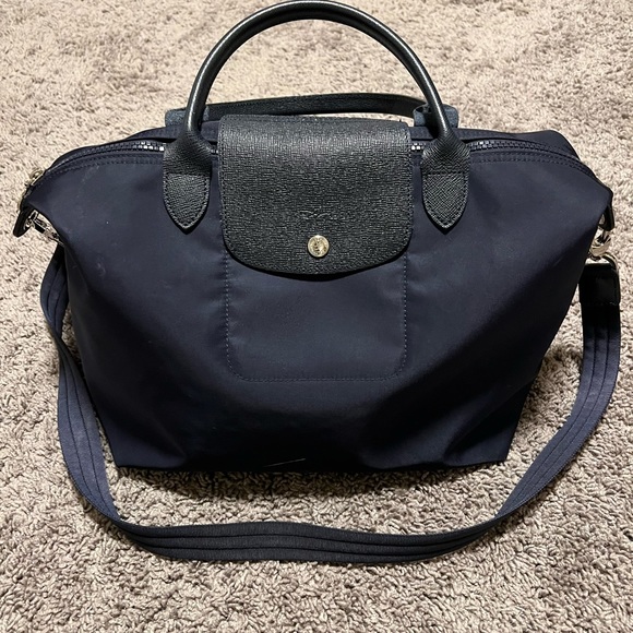 Longchamp | Bags | Longchamp Le Pliage Neo Nylon Top Handle Bag Navy ...
